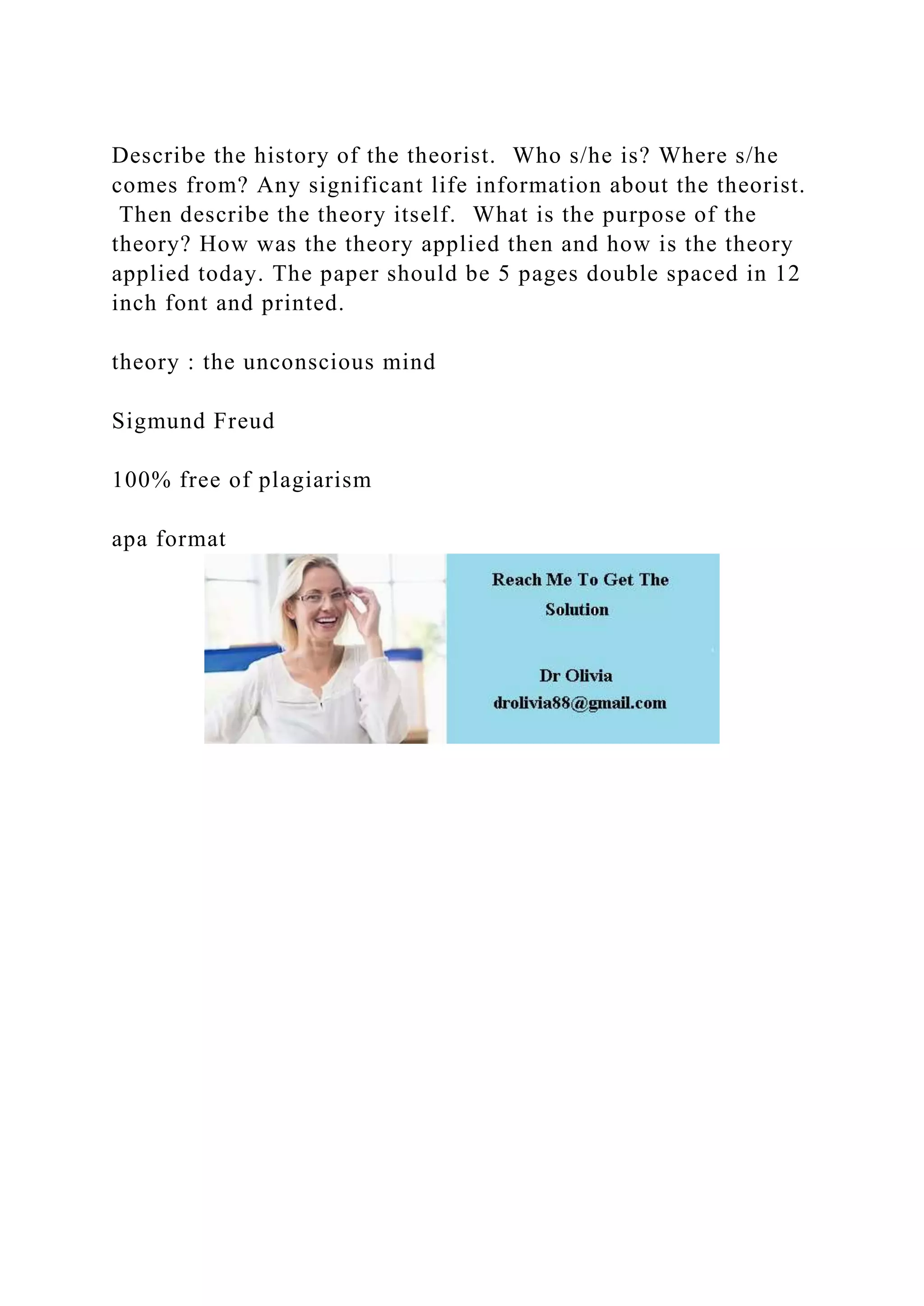 Describe the history of the theorist. Who she is Where she comes | DOCX