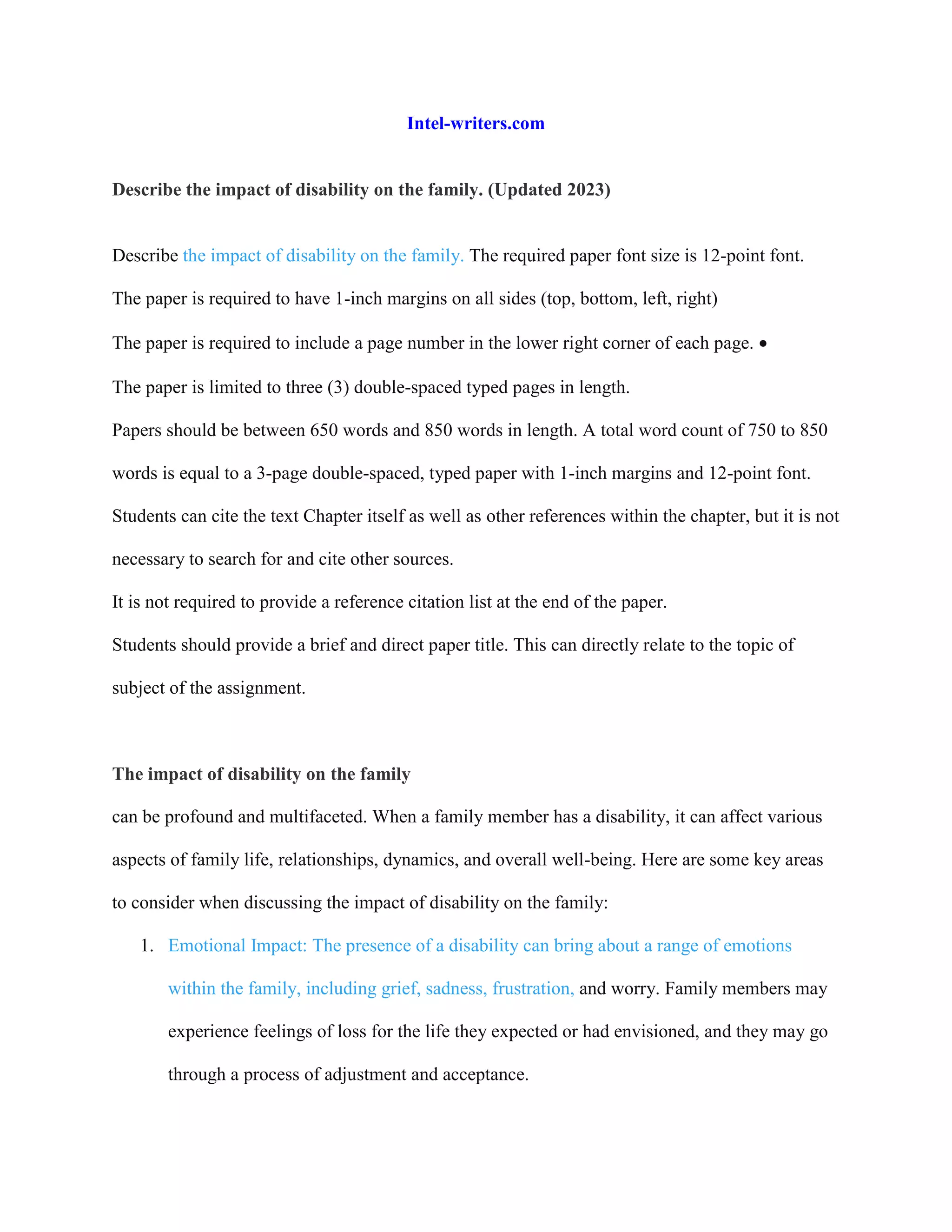 Describe the impact of disability on the family. (Updated 2023).docx