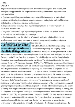 Describe the key thrust of the first canon of the Engineers Code of.pdf