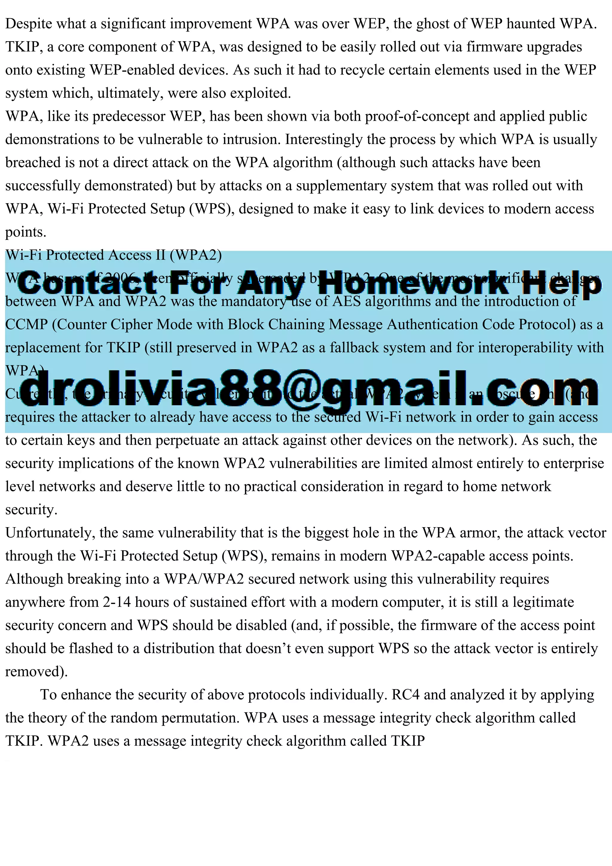 Describe the primary differences between WEP, WPA, and WPA2 protocol.pdf