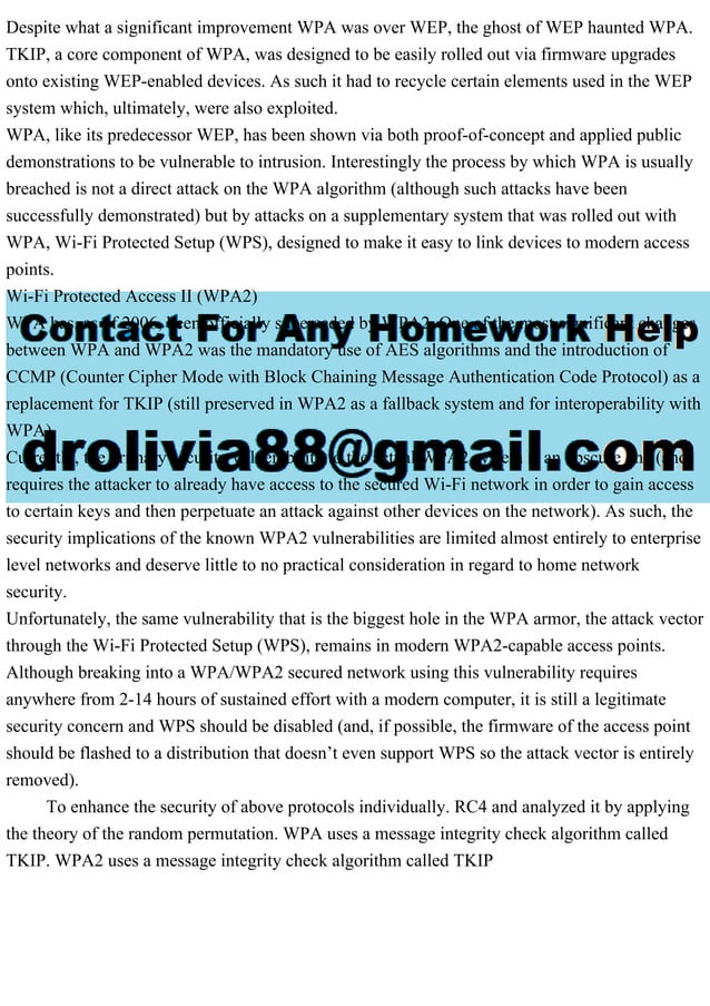 Describe the primary differences between WEP, WPA, and WPA2 protocol.pdf