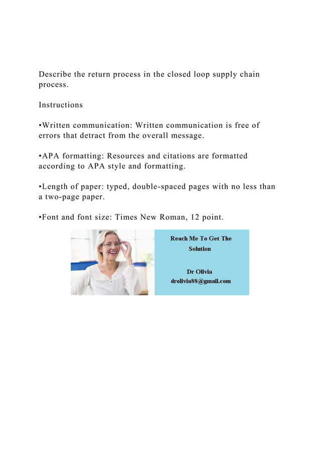 Describe the return process in the closed loop supply chain proc.docx