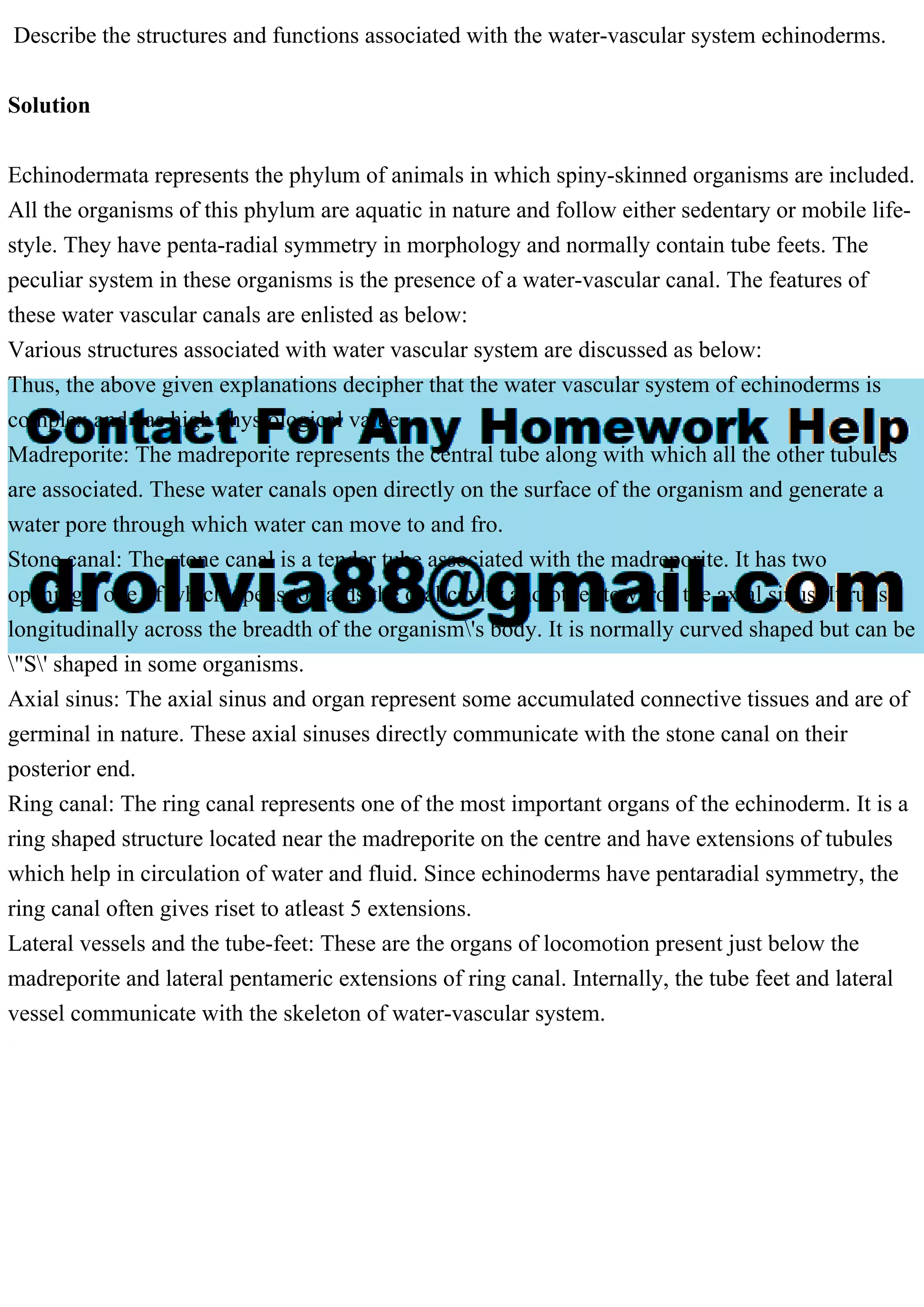 Describe the structures and functions associated with the water-vascu.pdf