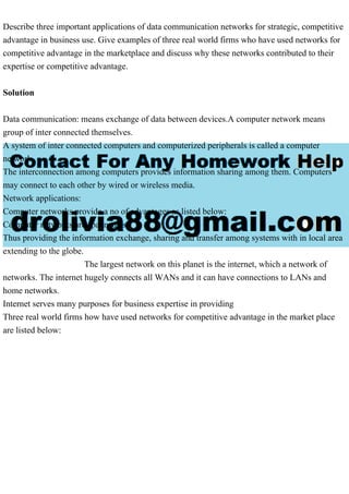 Describe three important applications of data communication networks.pdf