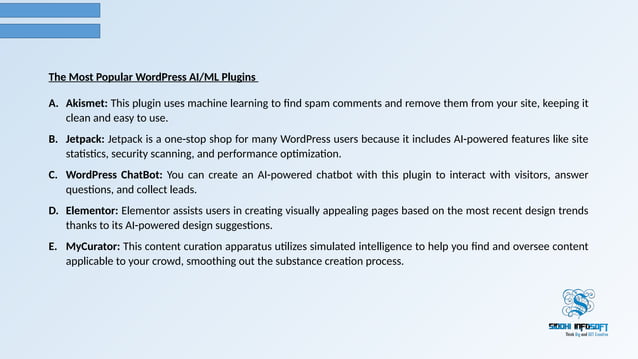 Describe use of AI ML in WordPress like Different ways & Plugin available.pptx