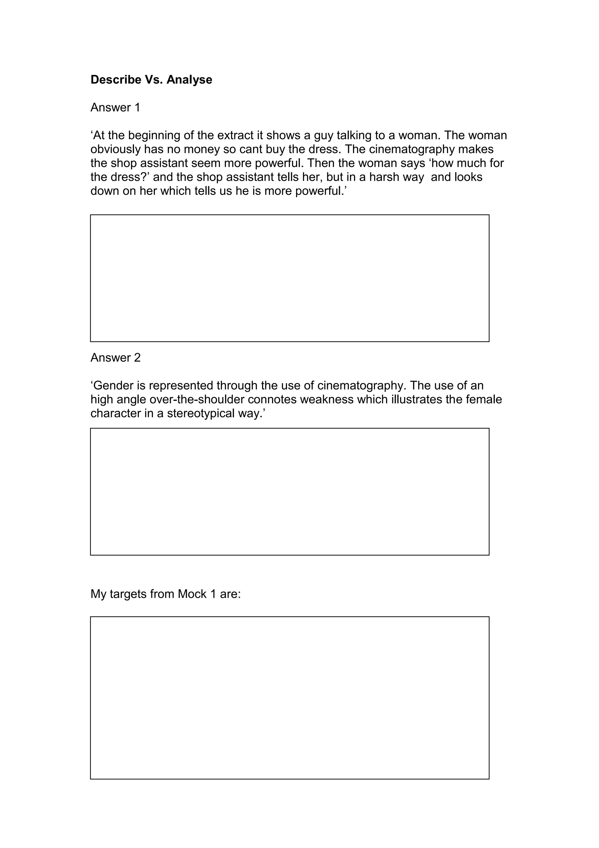 Describe vs analyse | PDF