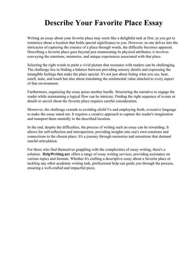 Describe Your Favorite Place Essay pdf