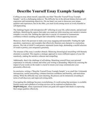 Describe Yourself Essay Example Sample.pdf