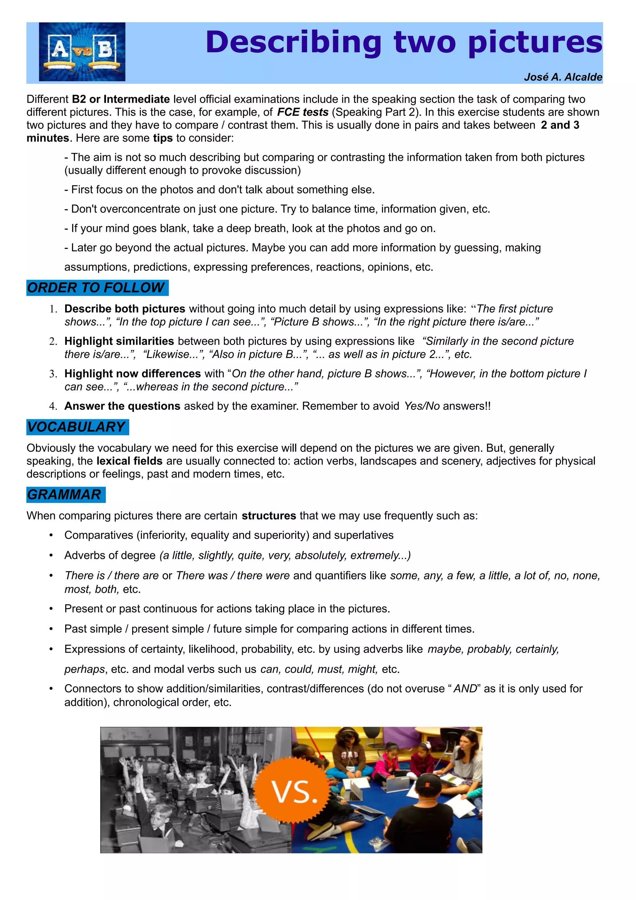 Describing two pictures | PDF