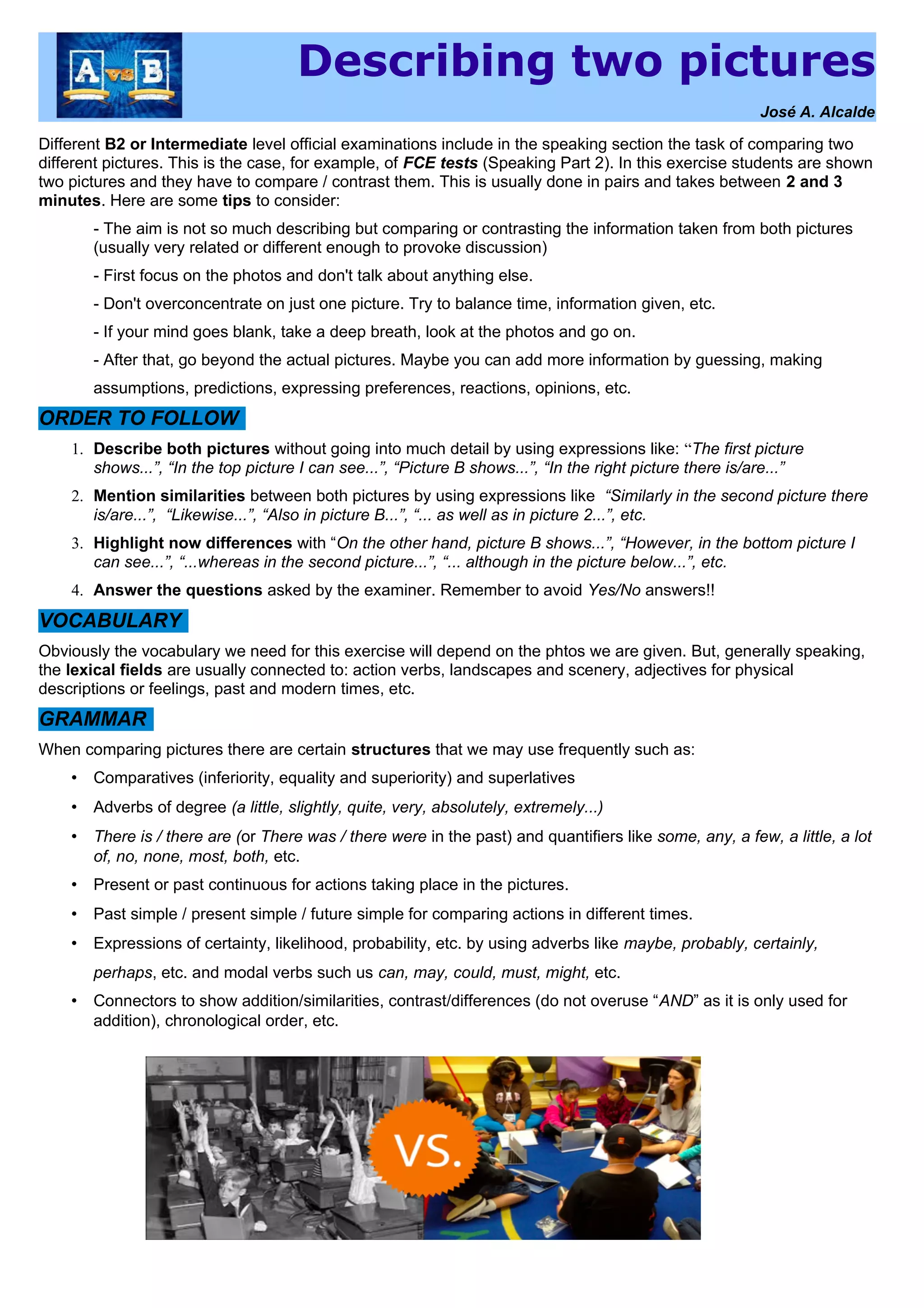 Describing two pictures | PDF