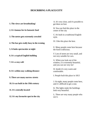 describing a city vocabulary for First Certificate | PDF