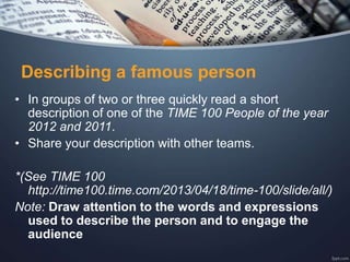 Writing an effective essay or speech about an outstanding or a famous ...