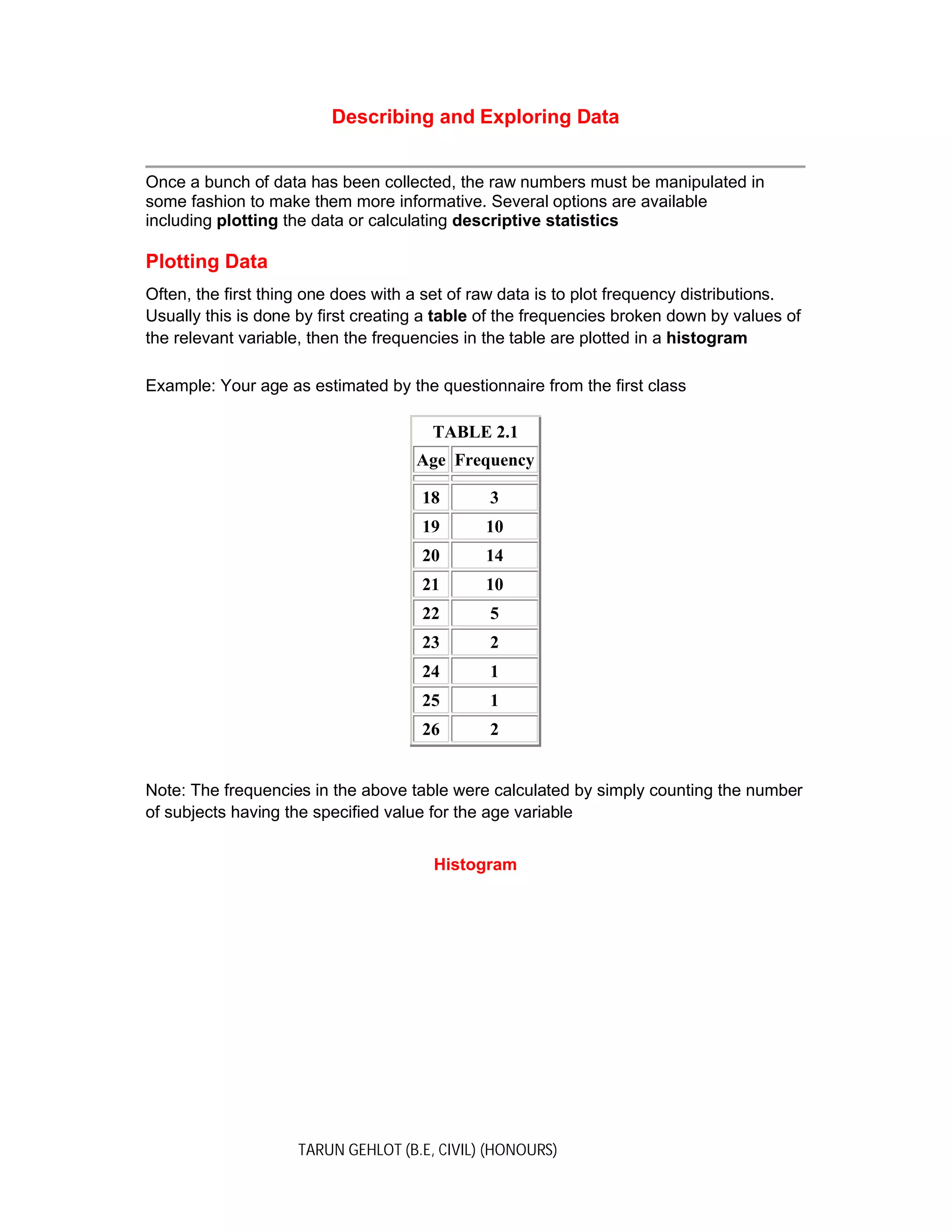 Describing and exploring data | PDF