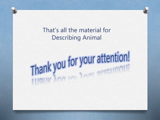 Describing Text for VII Graders : Animal | PPT