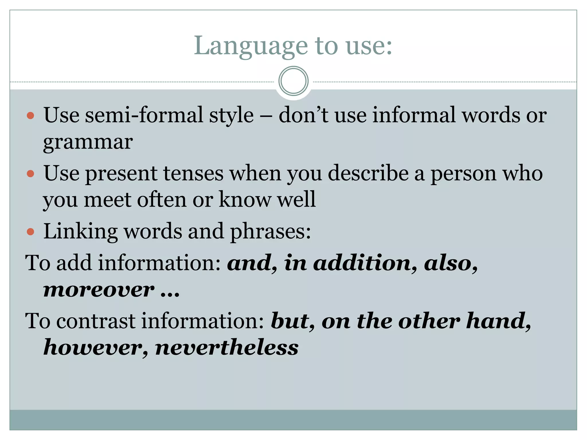 Describing a person | PPTX