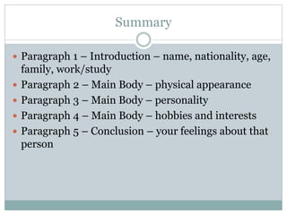 Describing a person | PPTX