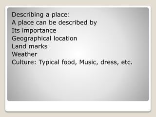 Describing a place | PPTX