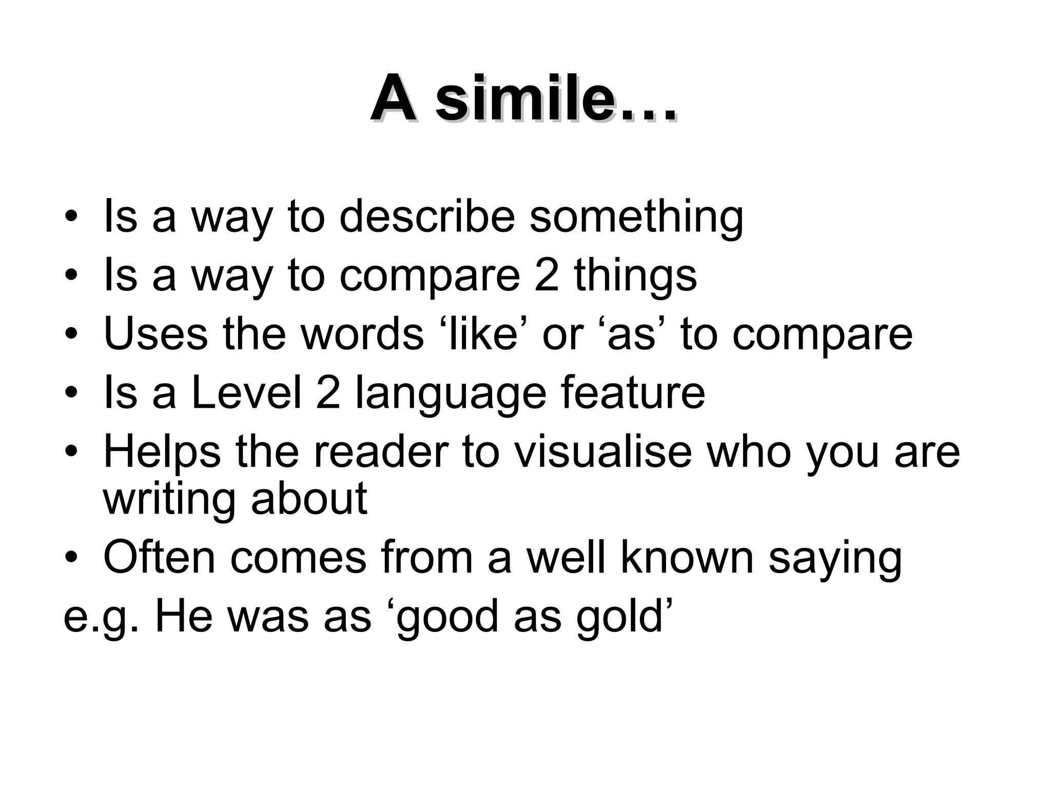 Describing characters using similes | PPT