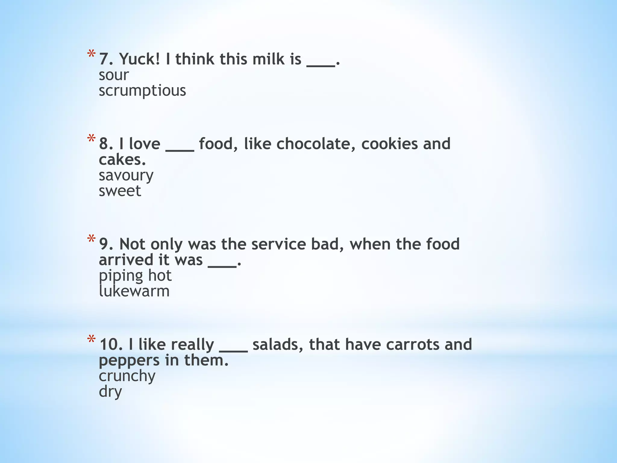 Adjectives for Describing Food | PPTX