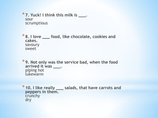 Adjectives for Describing Food | PPTX