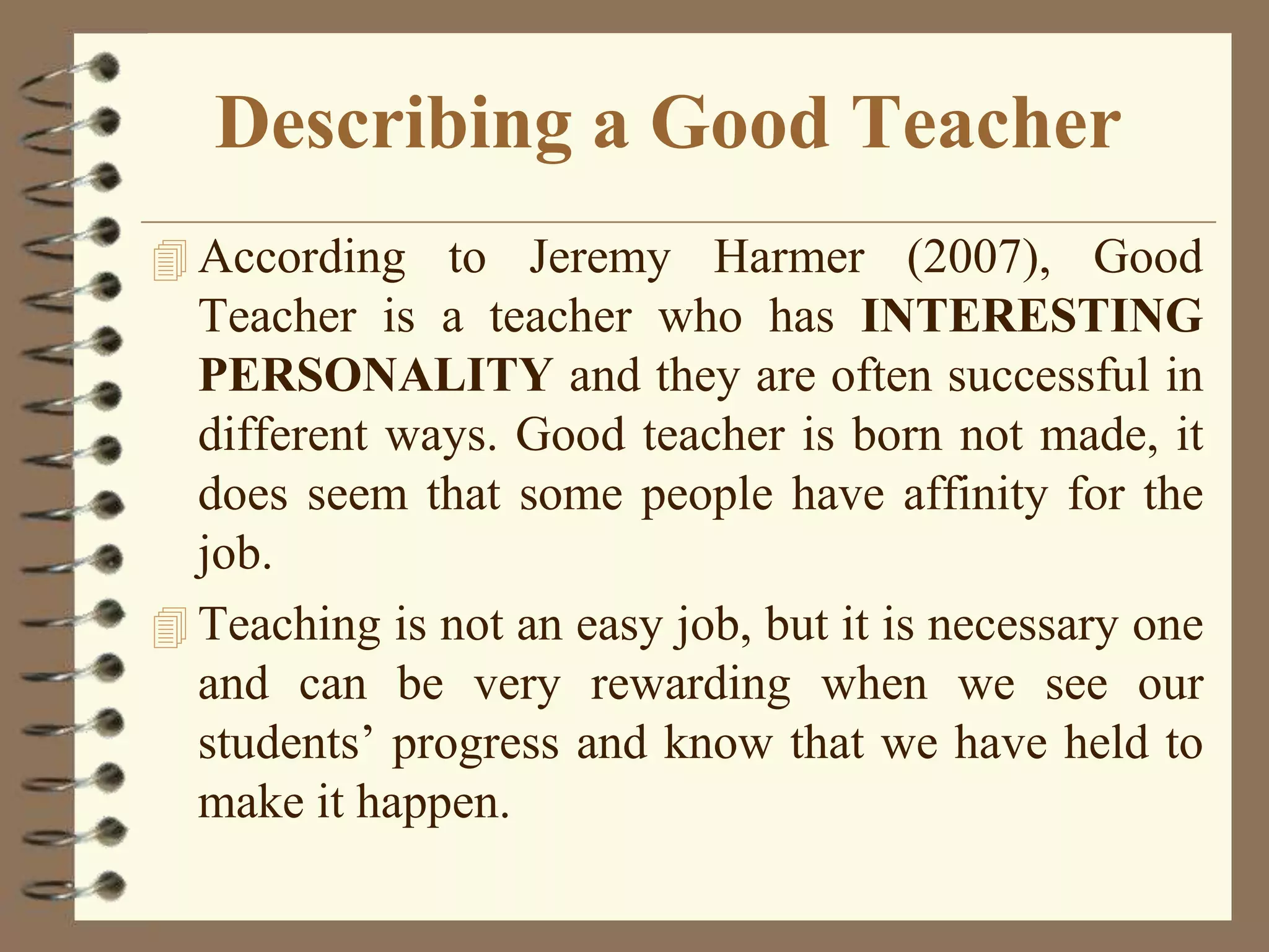 Describing good teachers | PPTX