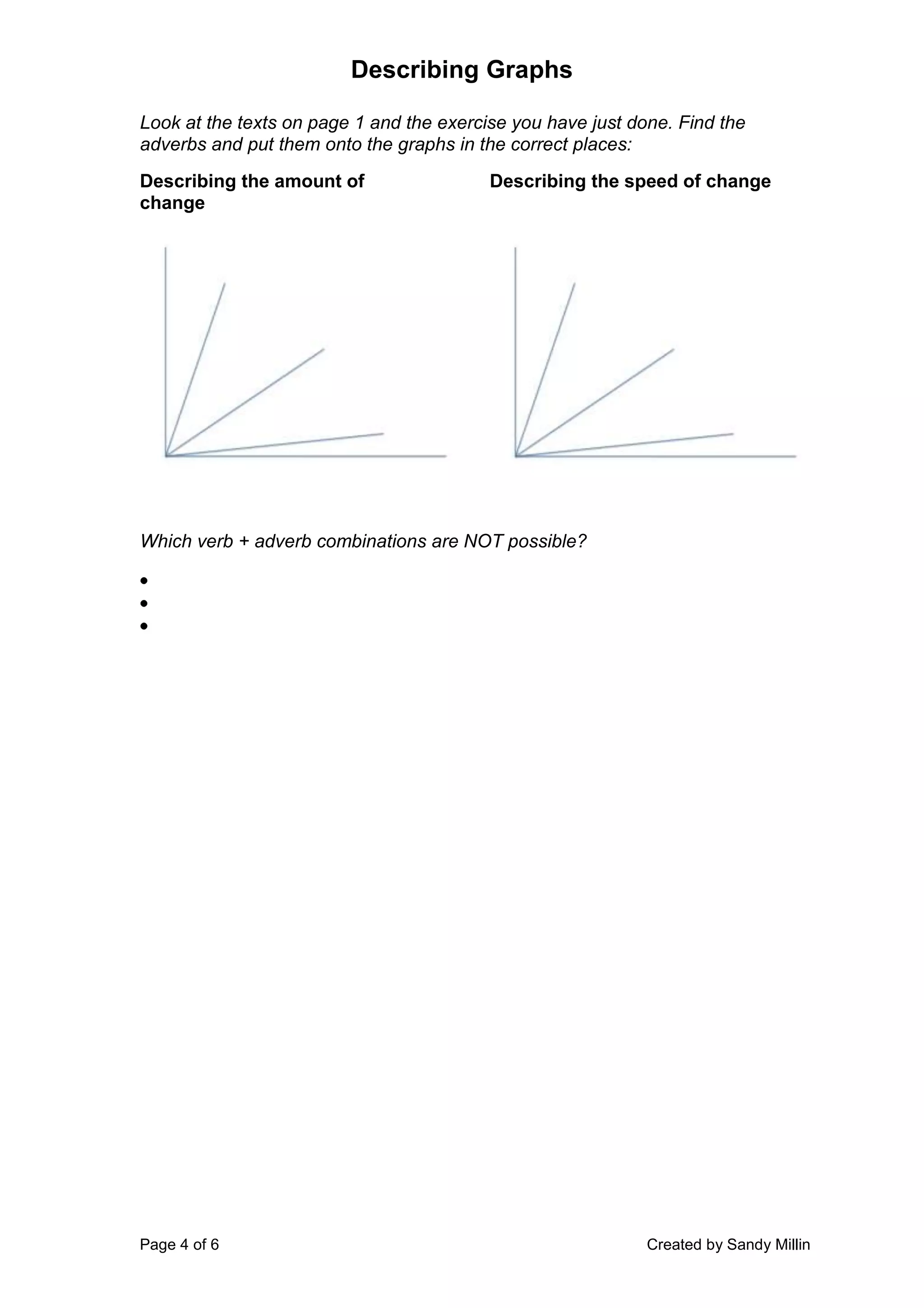 Describing graphs verbs and adverbs worksheets | DOCX