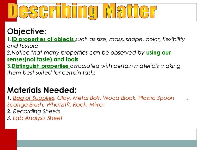 Describing Matter Day 1 | PPT