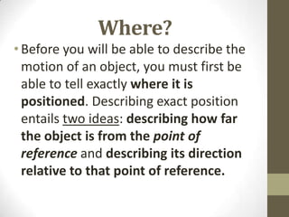 Describing motion | PPTX