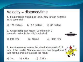 "Describing motion" power point for chapter 2/ block 1, for the 9th ...
