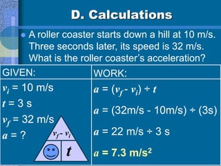 Describing motion, velocity, displacement | PPT