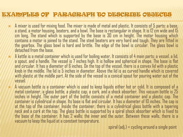 Describing Technical Object | PPTX | Physics | Science