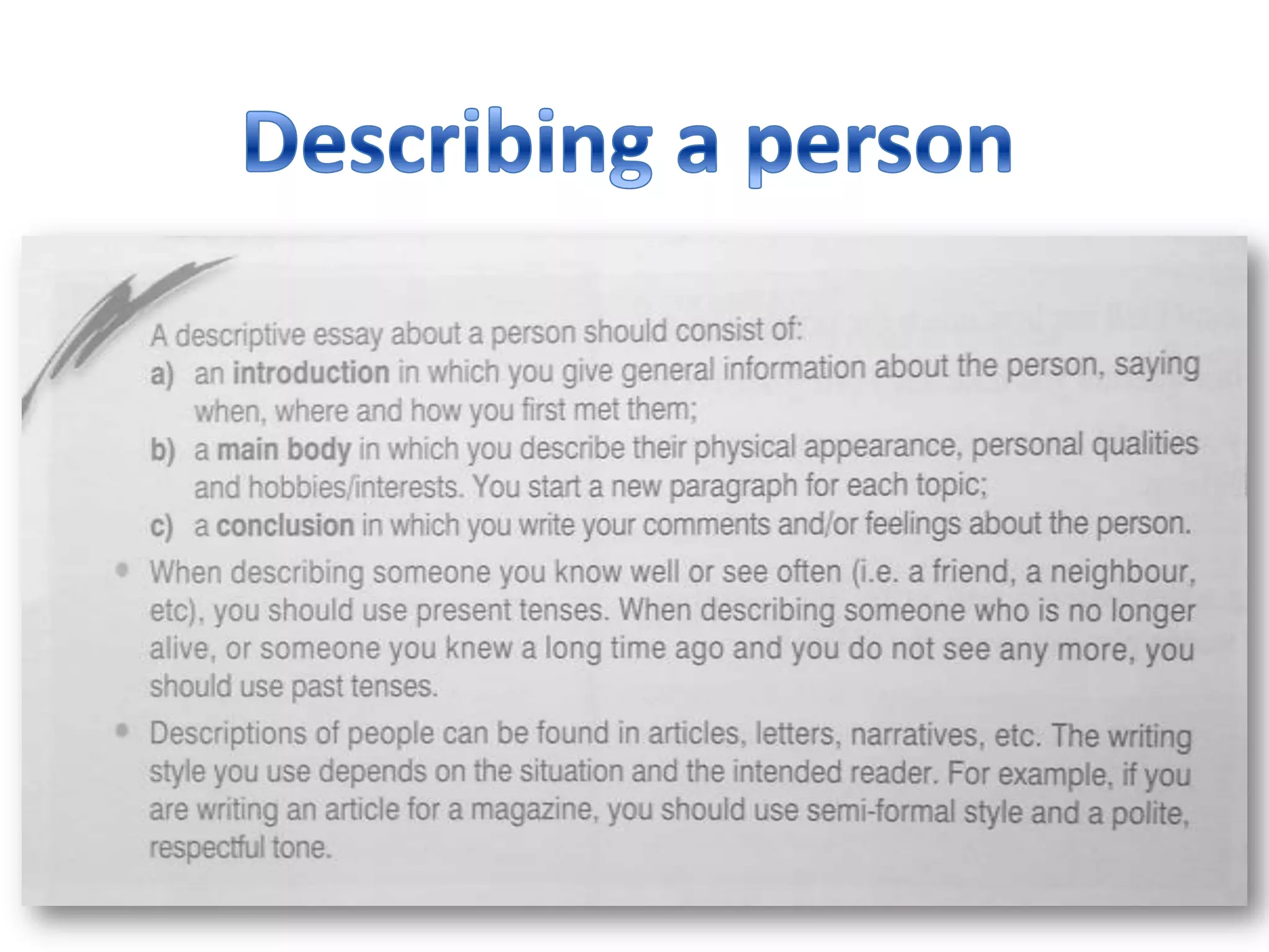 Writing - Describing people | PPTX