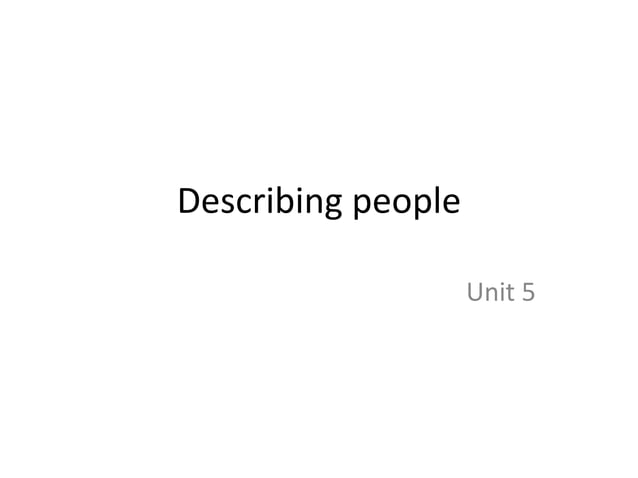 Describing people I | PPTX