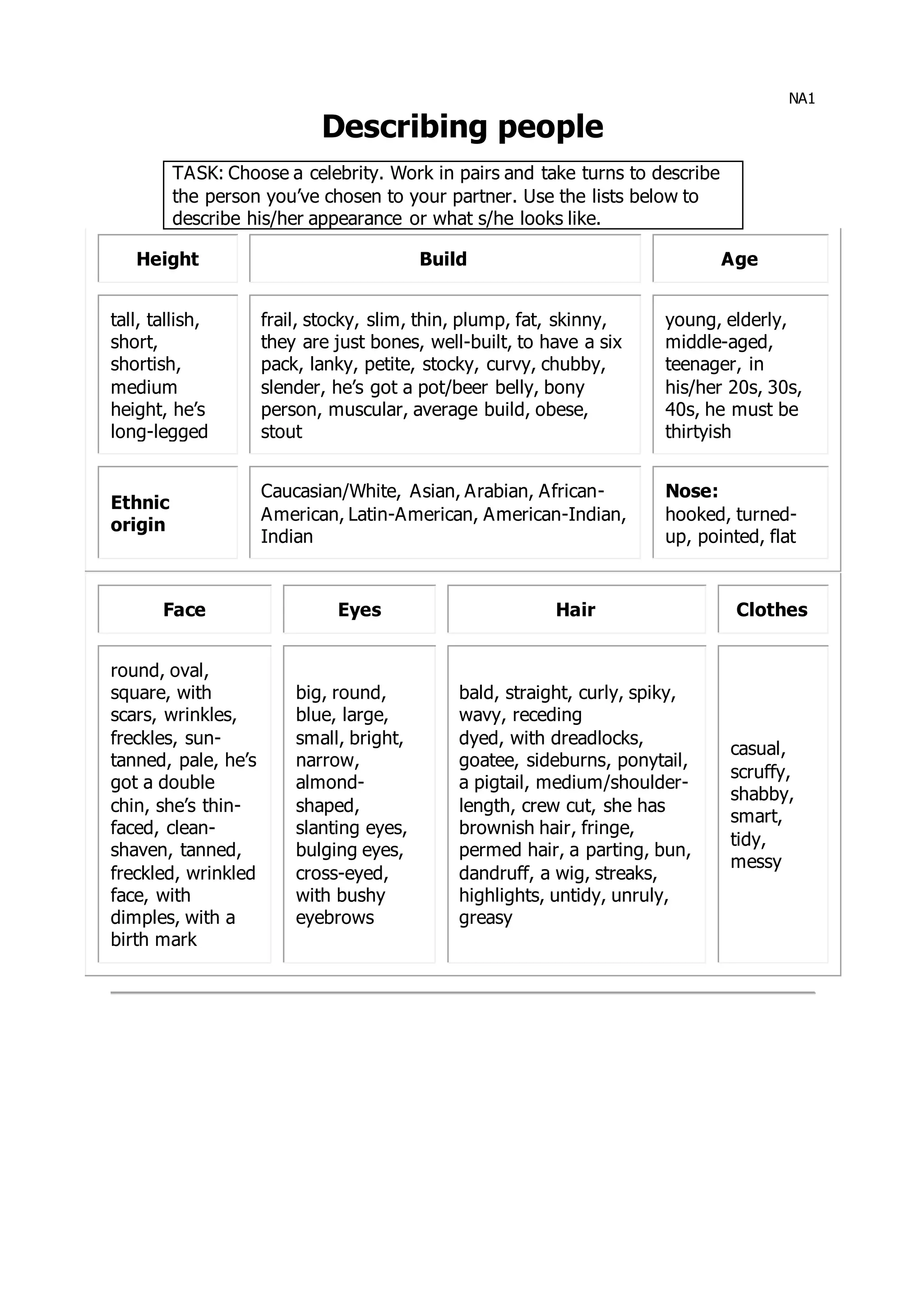 Describing people | DOCX