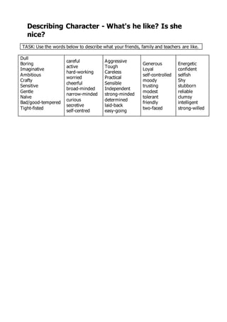 Describing people | DOCX