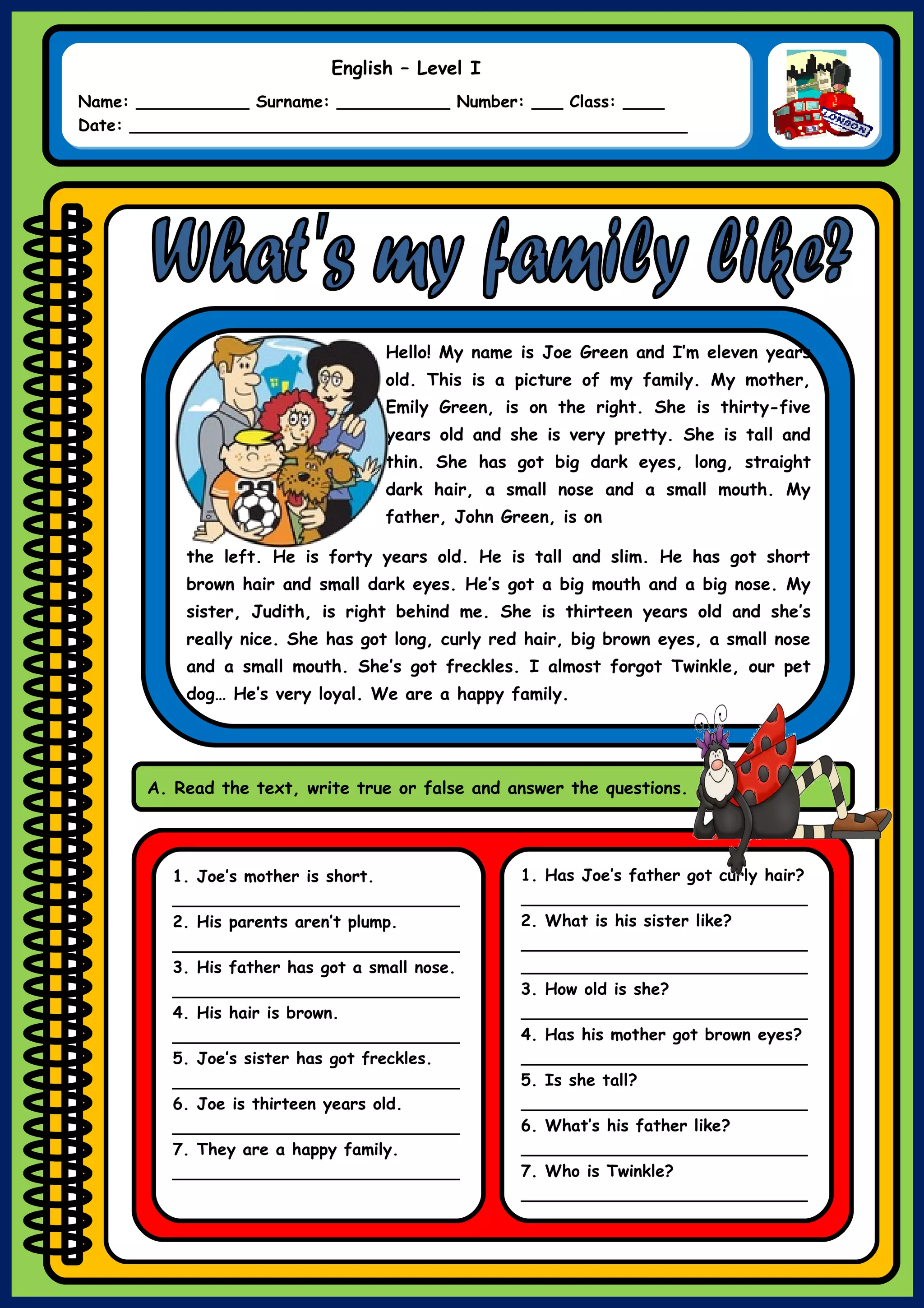 Describing people worksheet - text | DOC