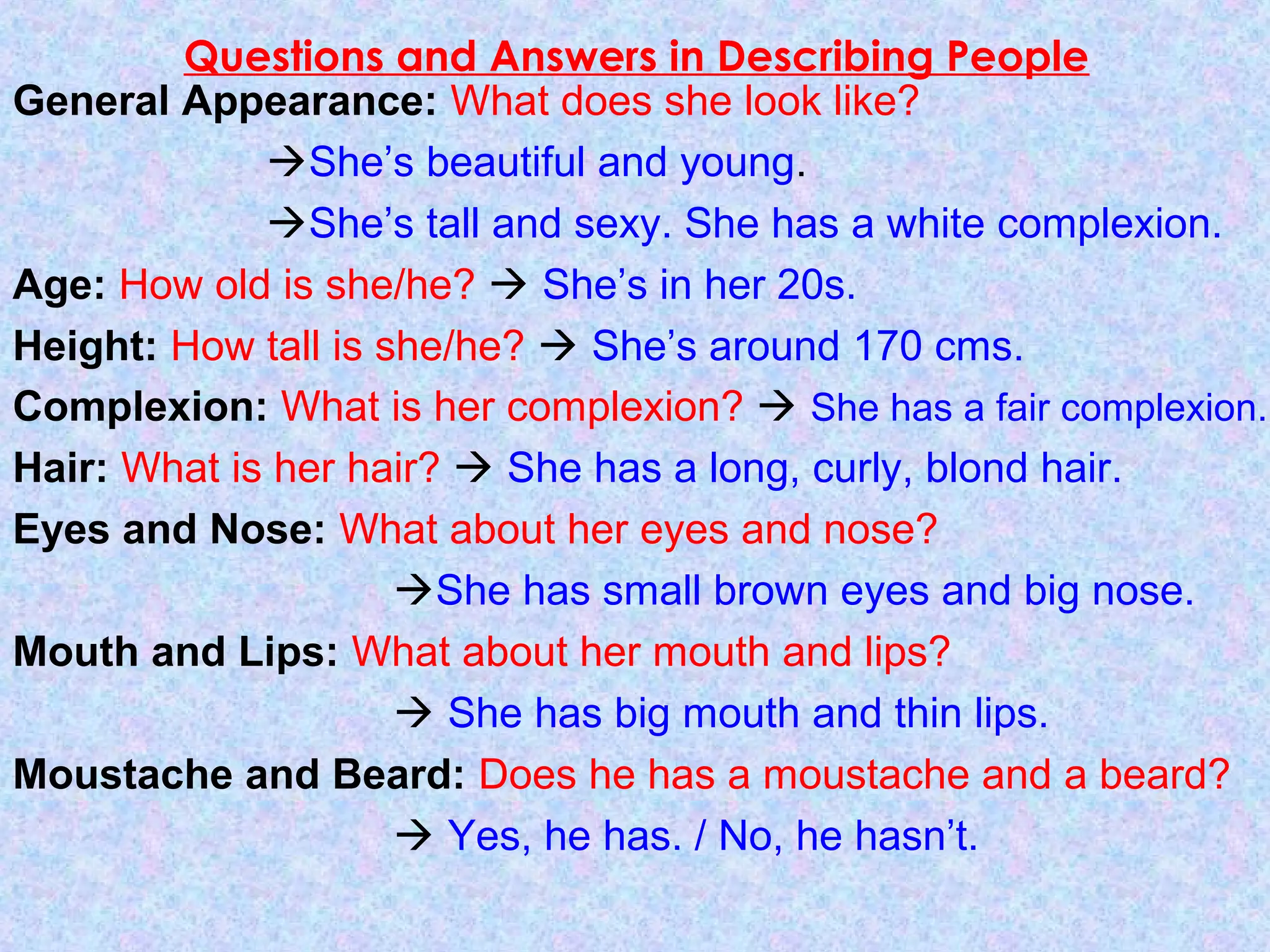 Describing People (ESL) | PPT
