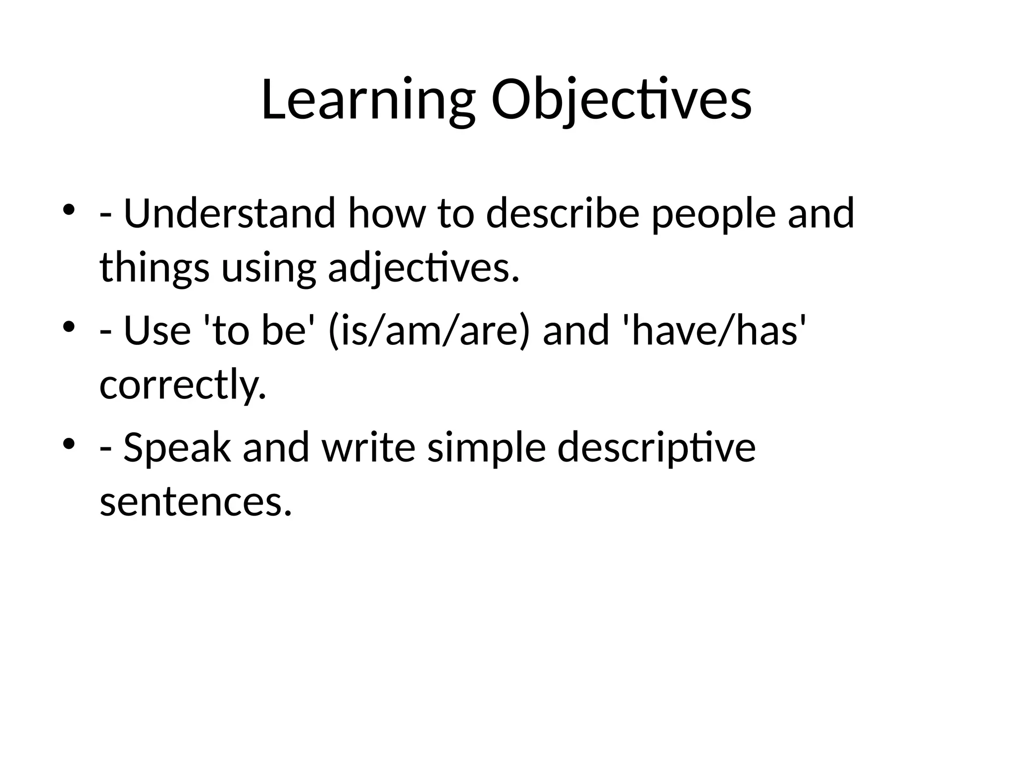 PPT about describing people and things.. | PPTX