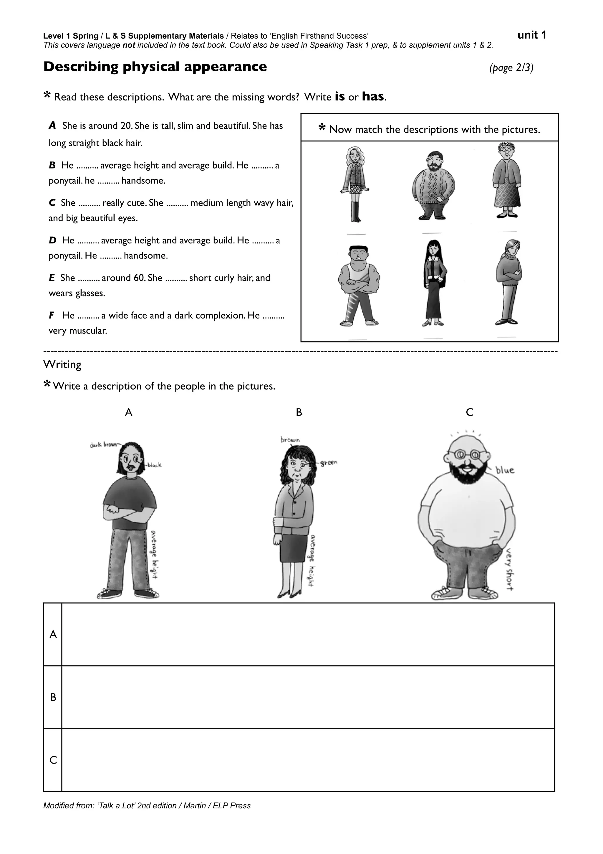 Describing people. | PDF