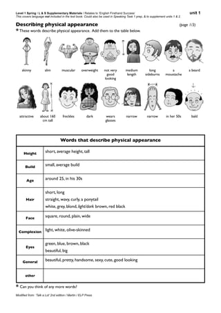 Describing people. | PDF