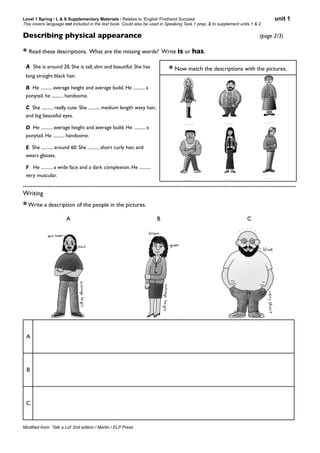 Describing people. | PDF