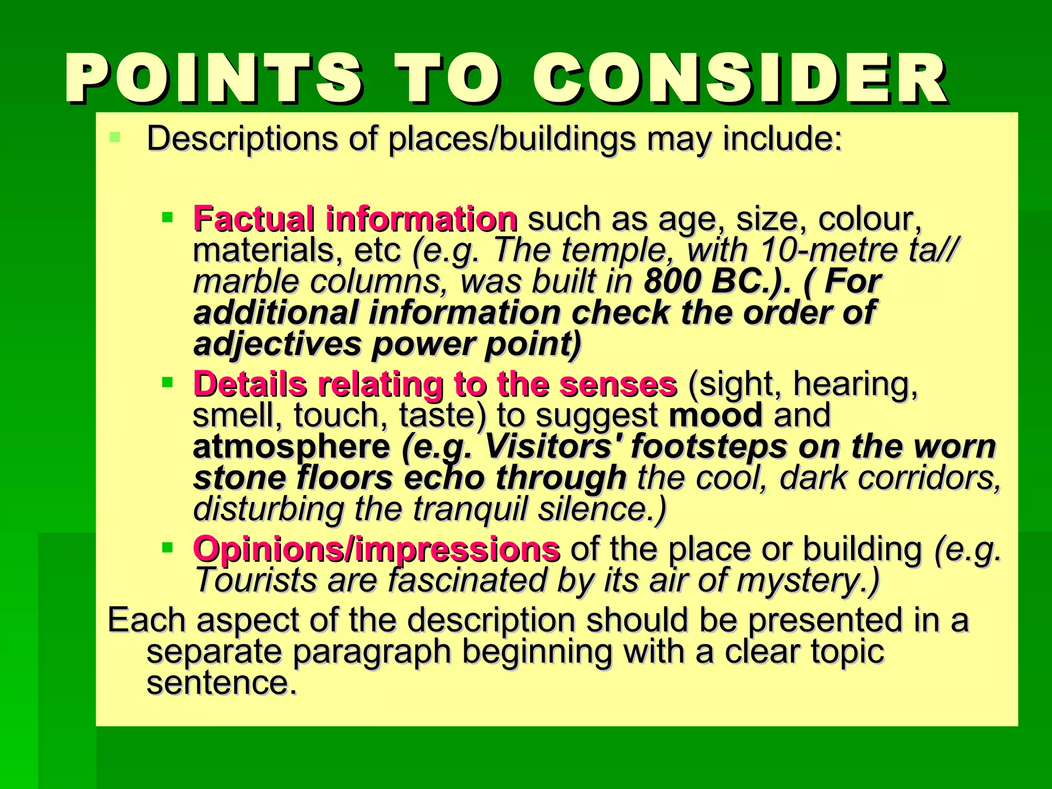 Describing Places And Buildings | PPT