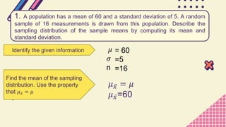 Describing the Sampling Distribution of the Sample Means from an ...