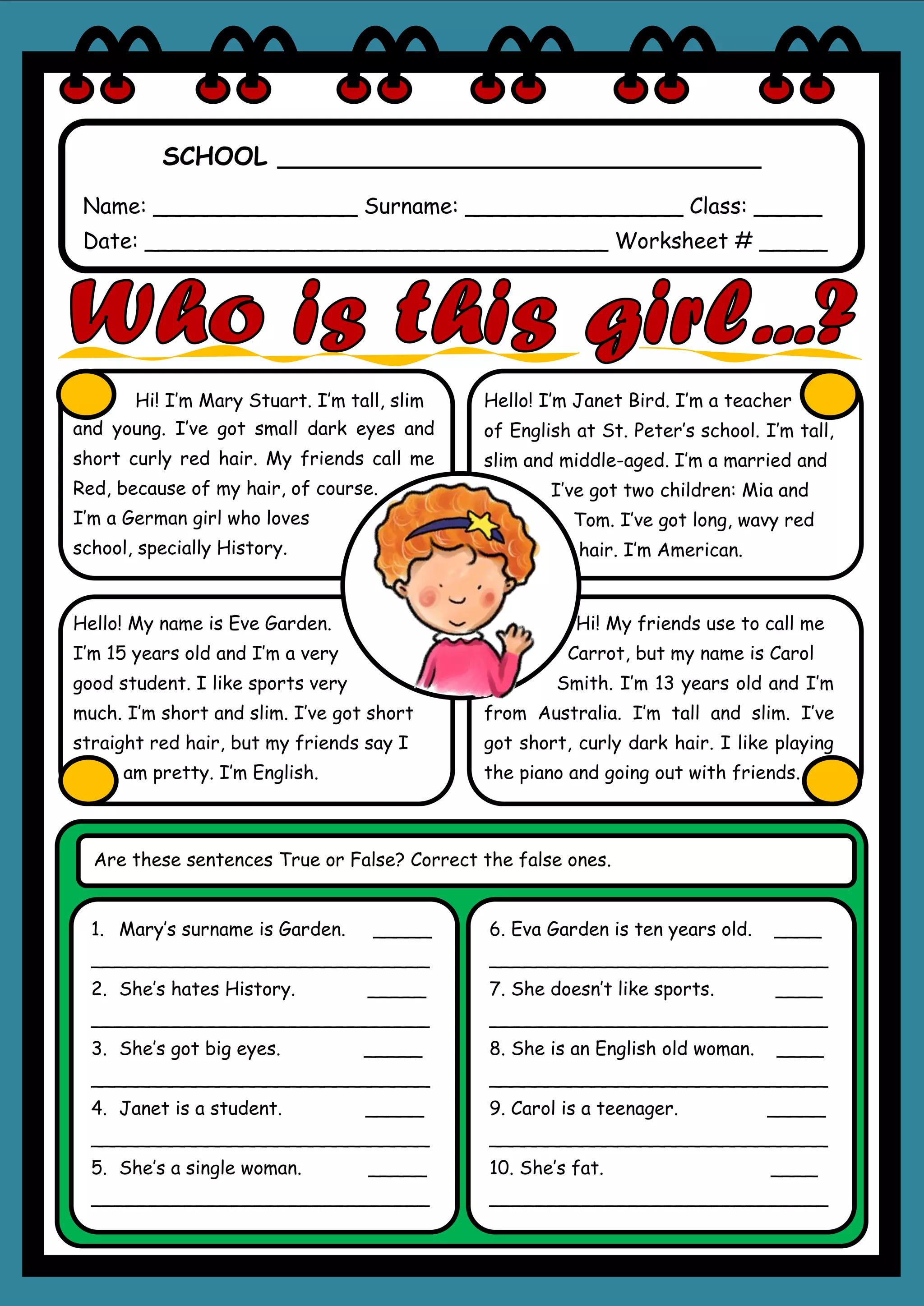 Reading and comprehension worksheet | PDF