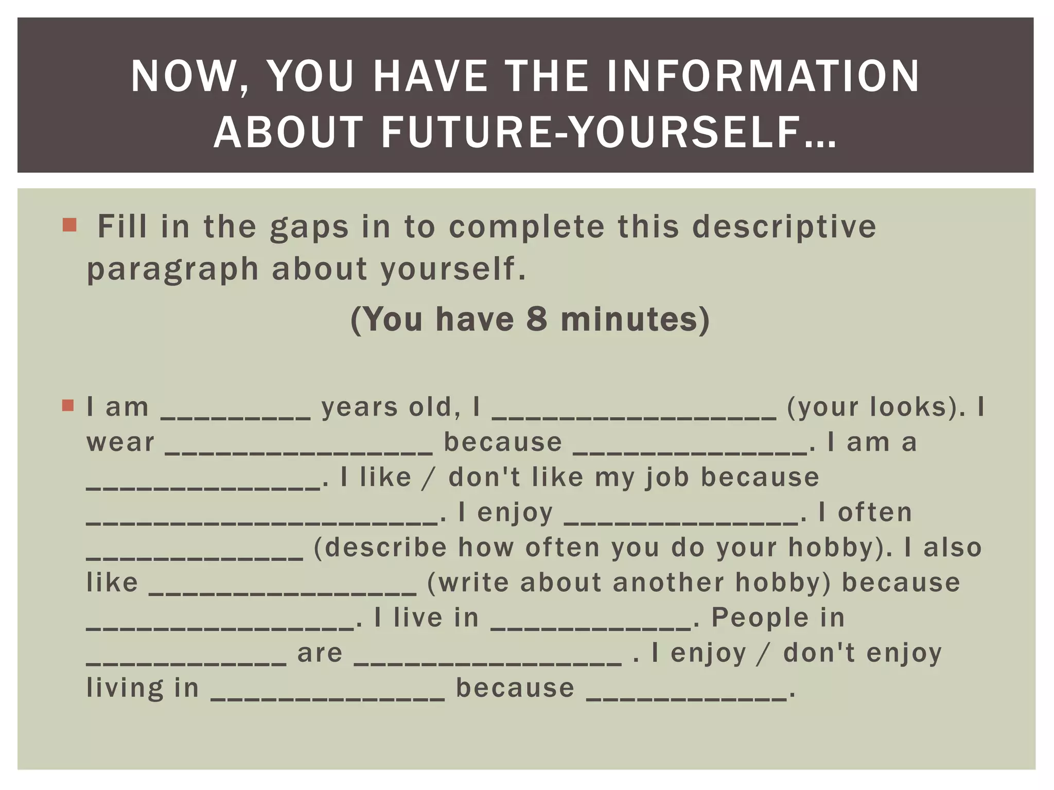 Describing yourself - Class activity | PPTX