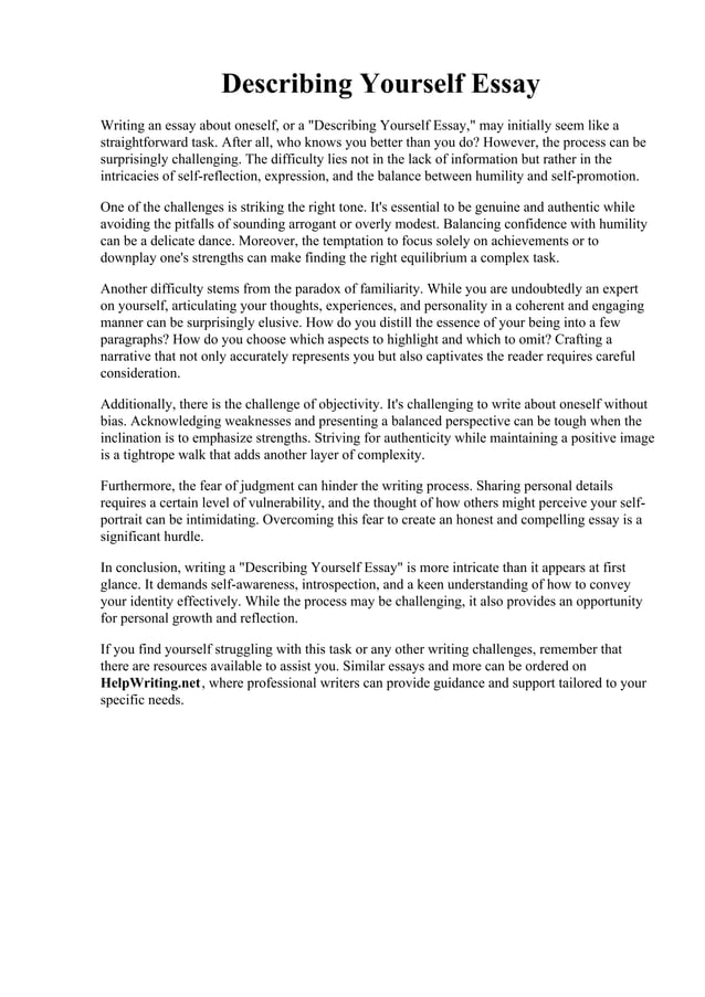 Describing Yourself Essay | PDF
