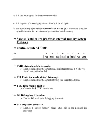 Describr the features of pentium microppr | PDF