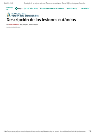 Descripción de las lesiones cutáneas - Trastornos dermatológicos ...