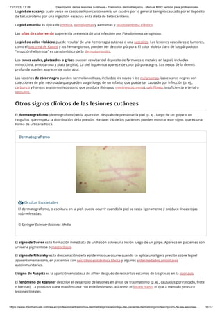 Descripción de las lesiones cutáneas - Trastornos dermatológicos ...