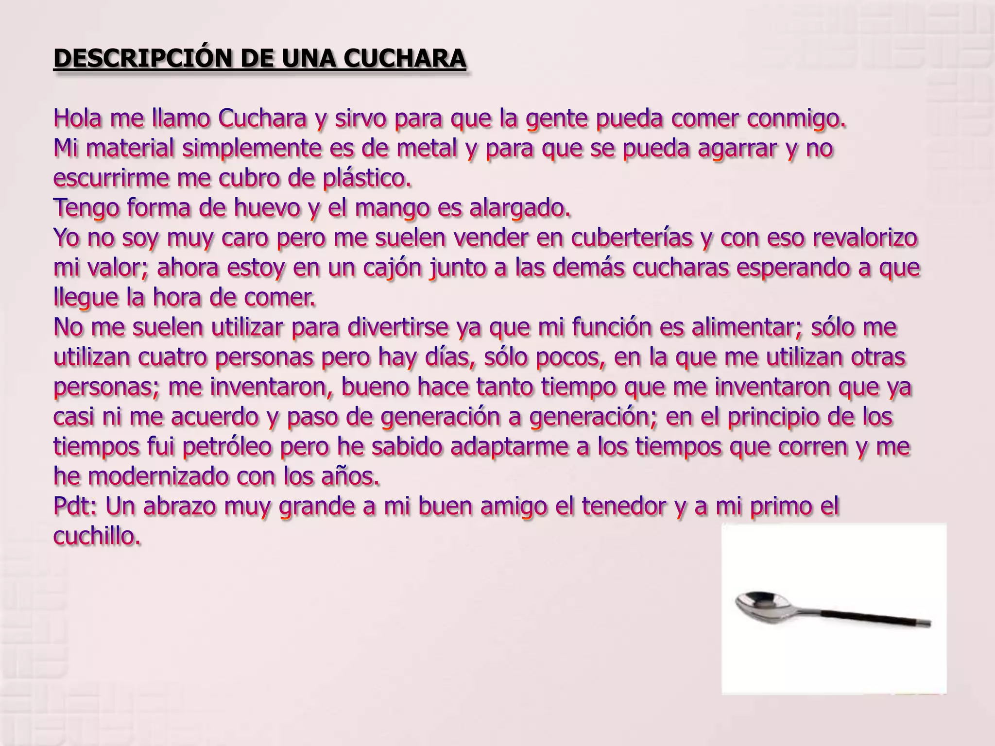 Descripcion de objetos | PPT